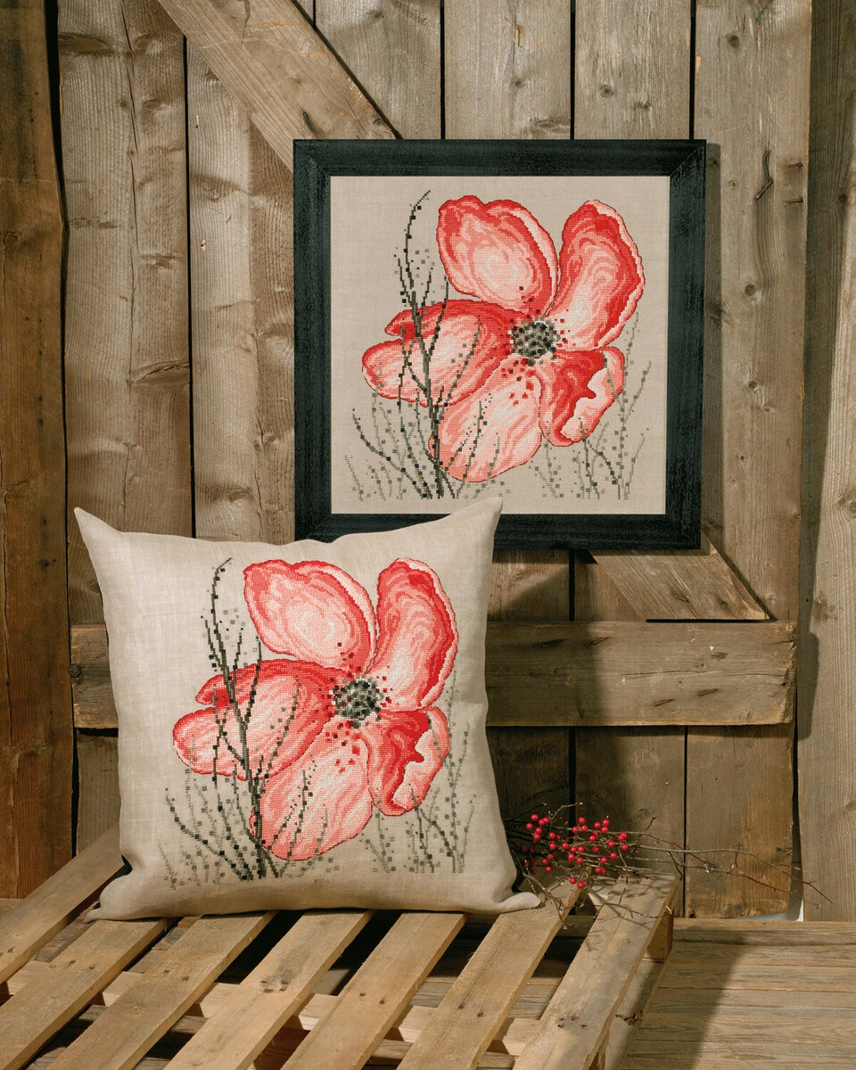 Kit de broderie coquelicot 60x60cm – Design classique
